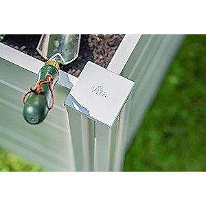 Vita Classic 4 Foot x 4 Foot x 22 inch Keyhole Garden Bed with Composting Basket, White, PVC, BPA and Pthalate Free, VT17101