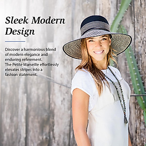 Wallaroo Hat Company Women’s Petite Marseille Sun Hat – UPF 50+ Sun Protection, Packable Design and Adjustable Sizing for Smaller Crown Sizes – Sun Hat for Elegant Outdoor Events (White/Beige/Camel)