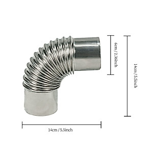 FIREHIKING 90 Degree Stove Pipe 2.36inch/6cm Stainless Steel Flue Extension Elbow Chimney for Outdoor Wood Stove (2elbows)