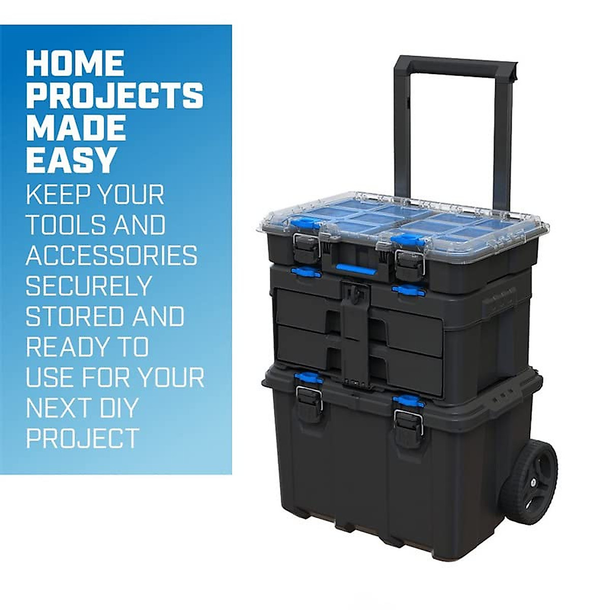 Stack Cart; Mobile Tool Box for Hardware Storage; Fits 7 Parts Modular Storage System And Suits Power Tools