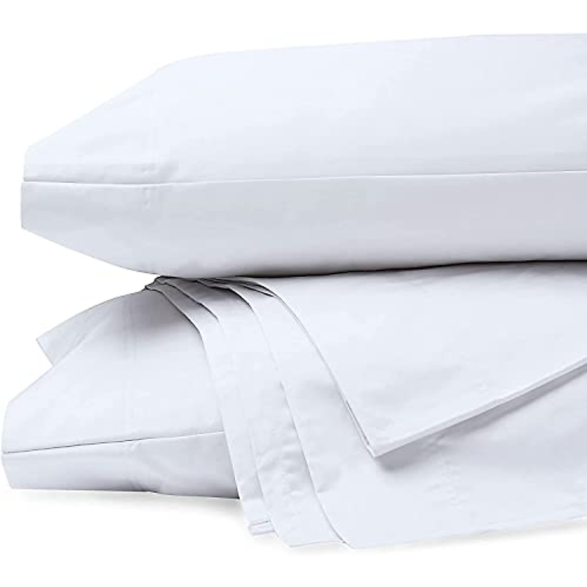 Purity Home 300 Thread Count Organic 100% Cotton Percale Sheet Set, Full White with Elasticized Deep Pockets Eco-Friendly & Breathable, Cooling Bed Sheets, 4 Piece Bedding Sheets Full Size Bed