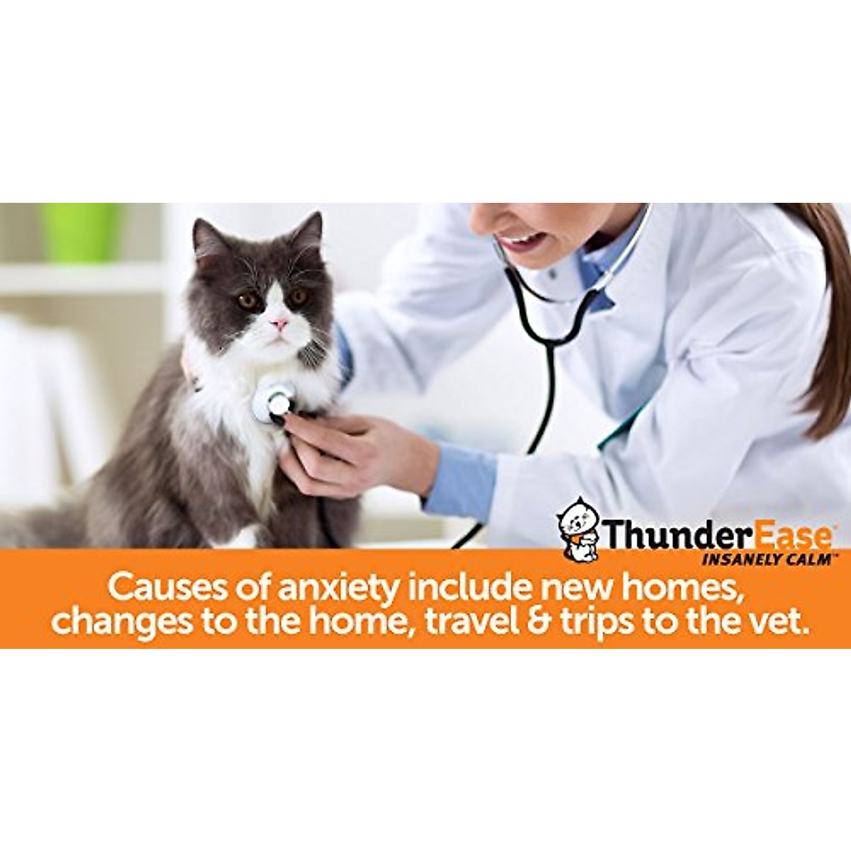 ThunderEase Cat Calming Pheromone Diffuser Refill | Powered by FELIWAY | Reduce Scratching, Urine Spraying, Marking, and Anxiety (60 Day Supply)
