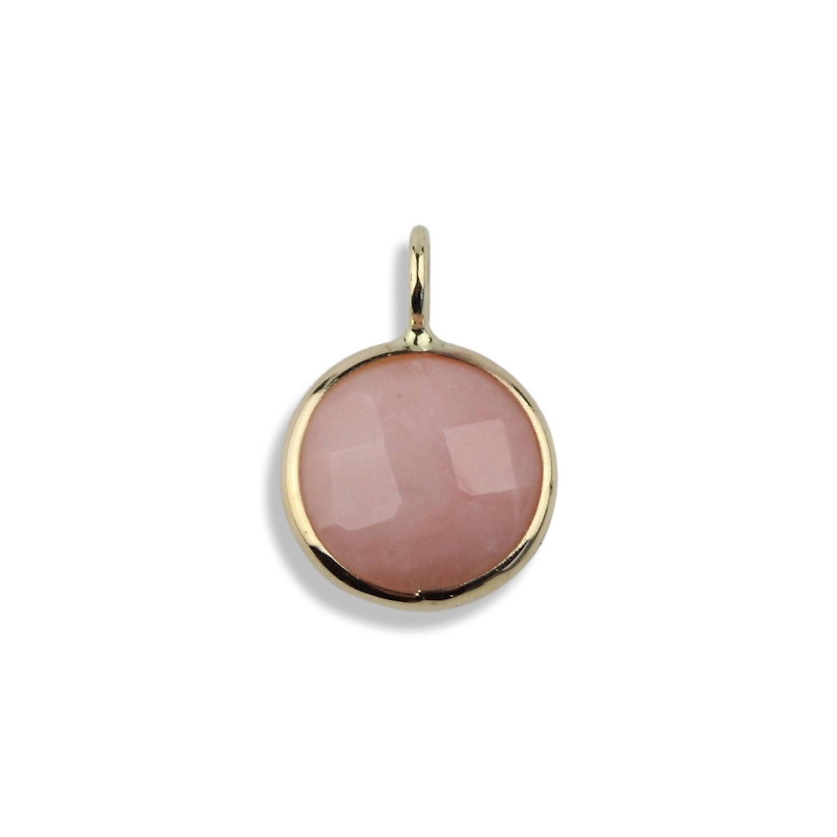 Pink Opal Checkerboard Charm 8mm Round Handmade In 14k Yellow Gold 1.60 Carats