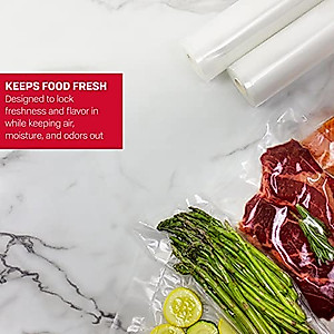 NESCO Vacuum Sealer Bags 8 x 20 Rolls, 2 Count, Use for Sous Vide or Meal Prep, Dishwasher Safe, Tear Resistant, Safe to Microwave, Boil, or Freeze & VS-04R Two 11 x 20' Vacuum Sealer Rolls