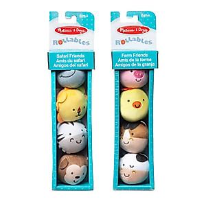 Melissa & Doug Rollables Safari and Farm Friends Infant and Toddler Toy 2-Pack
