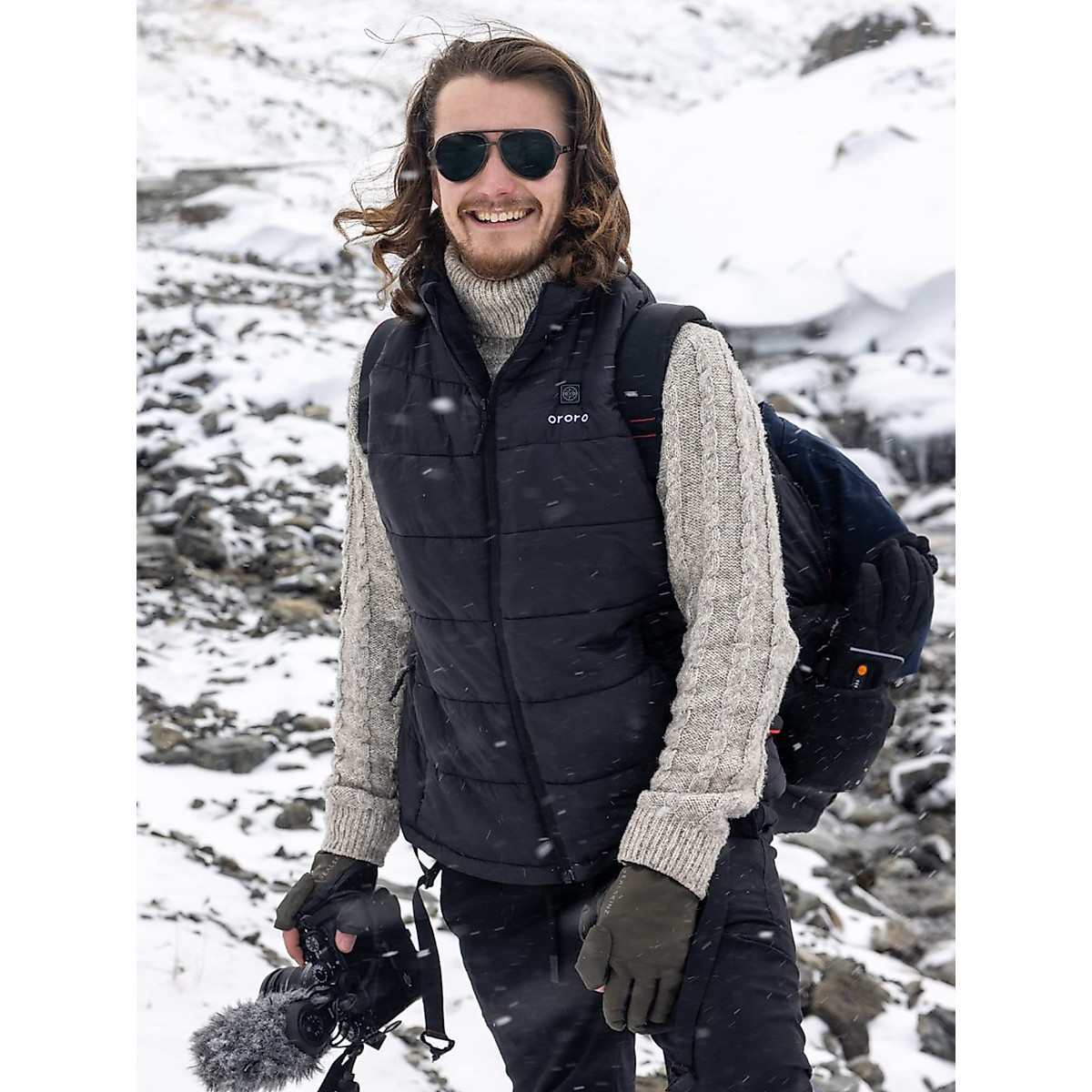 ORORO Men's Tall Size Heated Vest with Battery Pack, Puffer Heating Vest (Charger Not Included) (Black, XLT)