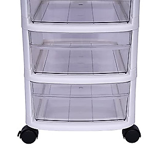 Plastic Wide Storage Drawer Cart Cosmetic Storage Tower Craft Storage Containers Bins with 6 Clear Drawers