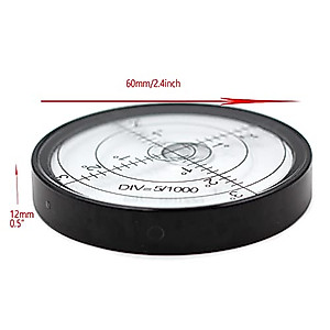 Chiloskit Aluminium Precision Spirit Bullseye Round Bubble Level Tool Rv Campers Leveling Circular Bubble Inclinometers for Surveying Instruments and Tribrachs, Ø2.4",Accuracy 15'/2