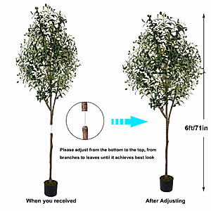 HaiSpring Artificial Olive Tree 6ft (71'') Fake Silk Perfect and Realistic Tall Artificial Plants, Suitable for Modern Living Rooms House Office Outdoor Garden & Housewarming Party Decor, 1080 Leaves