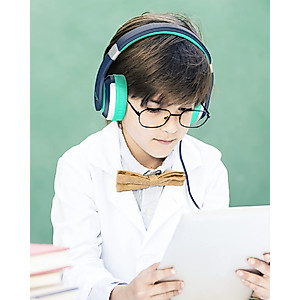 ELECDER Kids Headphones i41 Headphones for Kids Children Girls Boys Teens Foldable Adjustable On Ear Headphones with 3.5mm Jack for Cellphones Computer Kindle School Blue&Teal