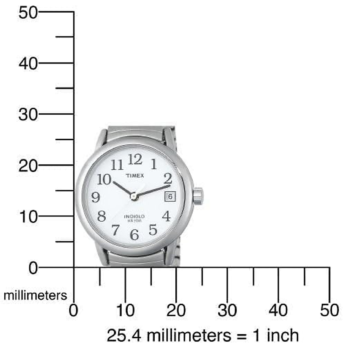 Timex Women's Easy Reader 25mm Watch – Silver-Tone Case White Dial with Tapered Expansion Band