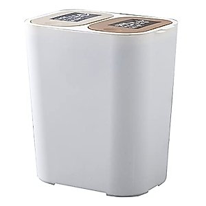 SCUUBE Trash Bin Trash Can Wastebasket 15 Liter Separate Dry and Wet Trash Can, Garbage Bin Double Barrel Press Type, Living Room ​and Kitchen Wastebasket with Lid Garbage Can Waste Bin