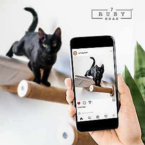 7 Ruby Road Cat Hammock Wall Mounted Cat Shelf with Two Steps - Cat Wall Shelves and Perches for Sleeping, Playing, Climbing, and Lounging - Modern Cat Bed & Furniture for Large Cats or Kitty