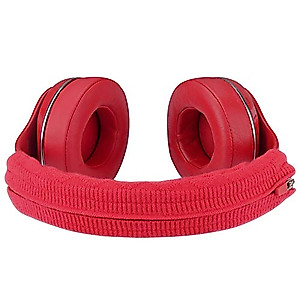 Geekria Knit Fabric Headband Cover Compatible with Beats Studio Pro, Studio3, Solo3, Solo2.0, Bose QC35II, QC25 Headphones, Head Cushion Pad Protector, Replacement Repair Part (Red)