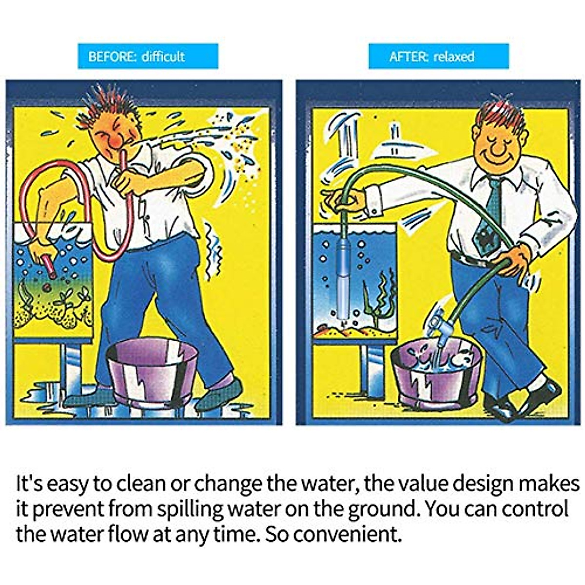 Number-One Fish Tank Cleaner, Aquarium Water Changer Gravel Filter Aquarium Siphon Vacuum Pump Water Changing Sand Washing Adjustable Water Flow with Inbuilt Strainer Outlet Valve Pumping Airbag