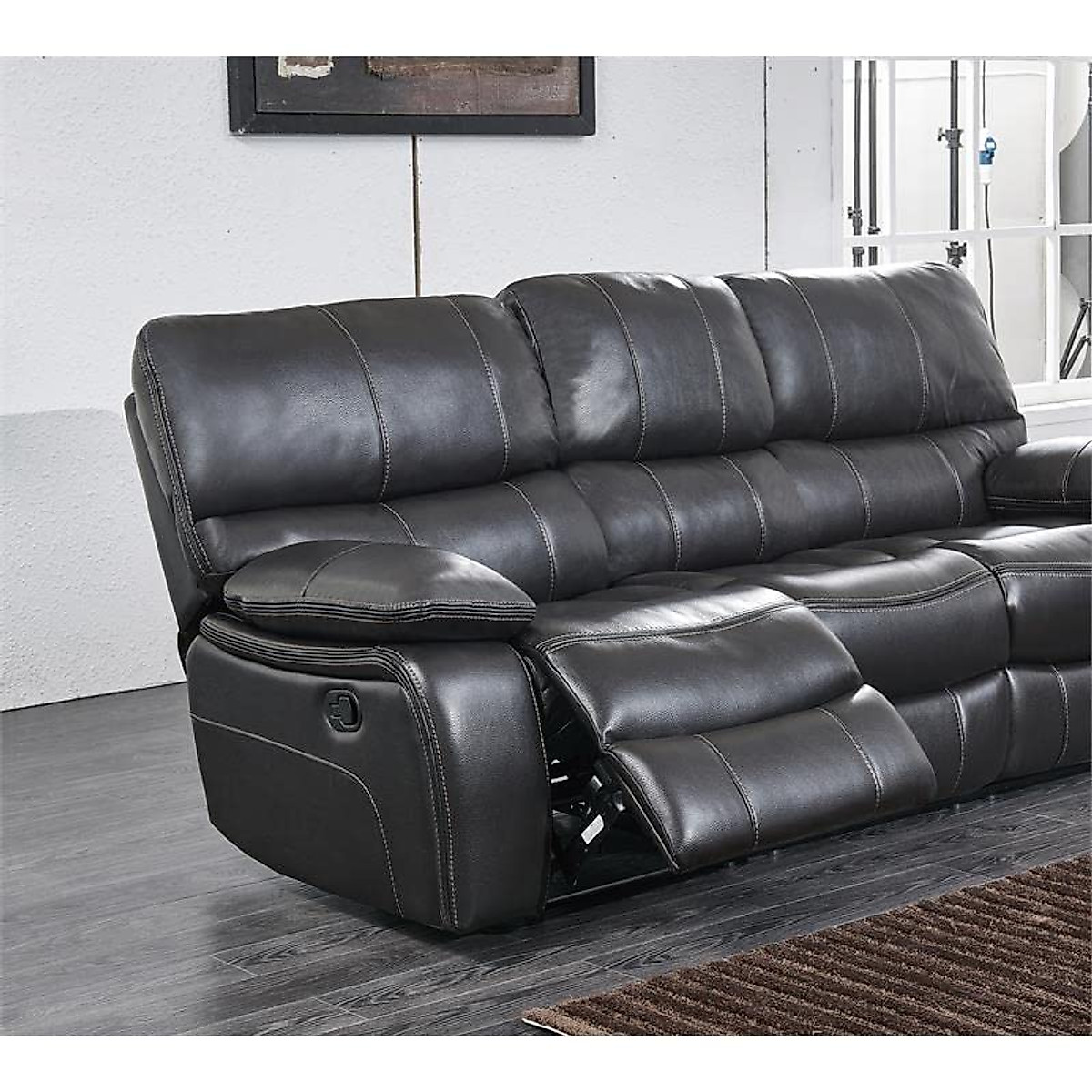 GLOBAL FURNITURE USA Reclining Sofa, Grey/Black
