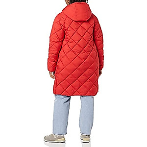 Amazon Essentials Women's Heavyweight Diamond Quilted Knee Length Puffer Coat - Discontinued Colors, Red, Medium
