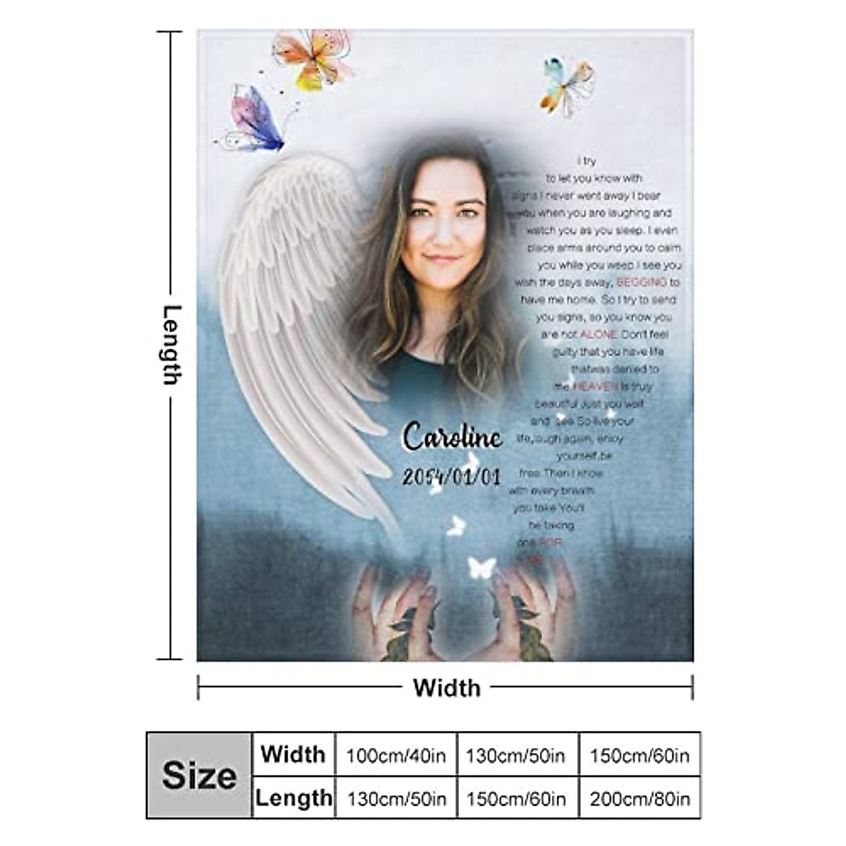 D-Story Custom Memorial Throw Blanket - in Loving Memory Photo Blanket for Loss of Mom Dad Grandma Son Daughter - Remembrance Gifts - Personalized Memorial Gift