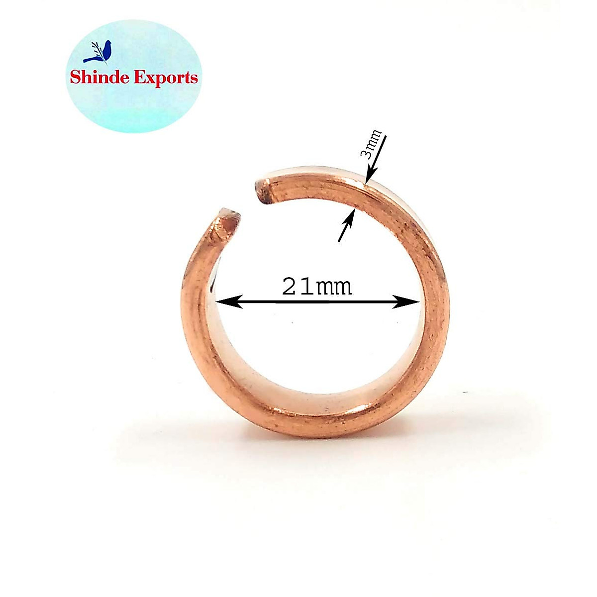 SHINDE EXPORTS pure copper adjustable finger ring for women Indian jewellery (Plain Ring 8mm)