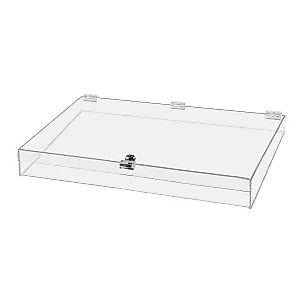 Acrylic Locking Display Case for Jewelry 24" x 18" x 3.75" Clear Rectangular Display Box Security Showcase Safe Box with Lock and Key for Jewelry Selling Collector Watches Knives by Marketing Holders