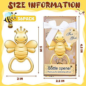 36 Sets Bee Bottle Opener Bee Shaped Wedding Party Favor Souvenirs Beer Bottle Openers for Baby Shower Gender Reveal Bridal Birthday Party Decorations and Supplies