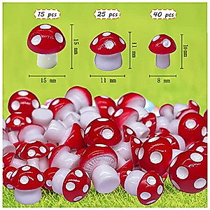 JKanruh 80 Pcs Tiny Mushrooms,Miniature Mushrooms,Fairy Garden Moss Landscape Ornaments for Outdoor Decoration,Home Décor (red)