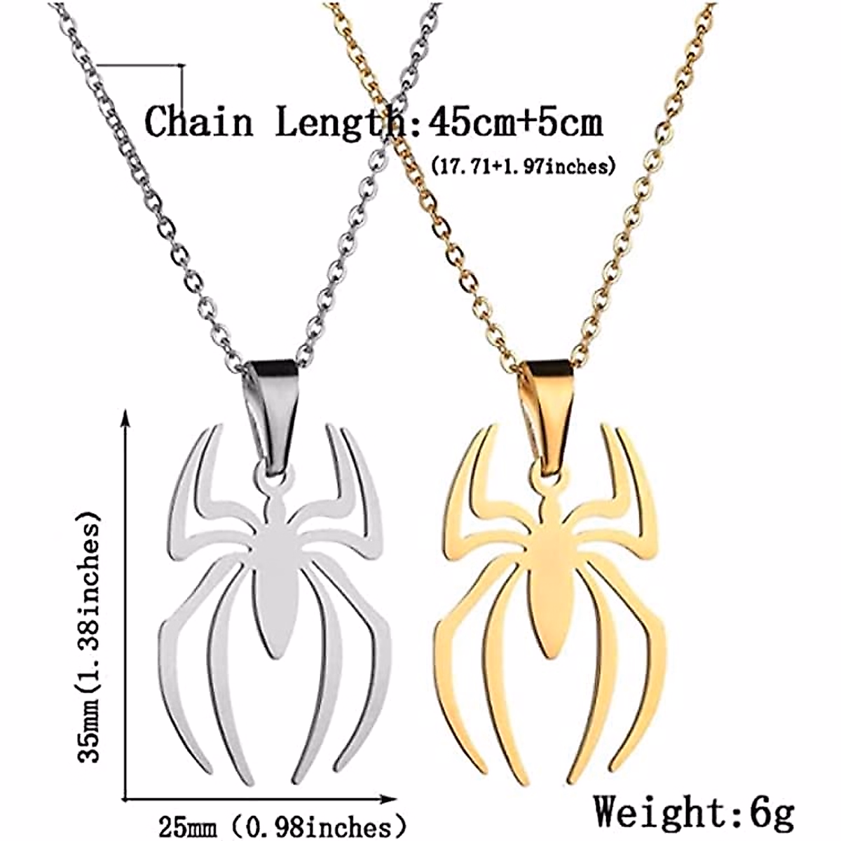CHUU YUNG Vintage Spider Pendant Necklace Stainless Steel Lightweight Animal Charm Necklace for Women Men Halloween Party Jewelry-A gold