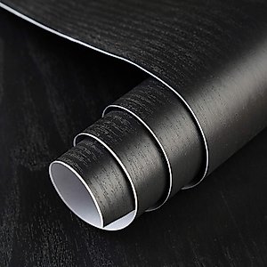 BAYYA Black Wood Texture Contact Paper Thicken Dark Wood Grain Look Wallpaper Peel Stick Countertops Table Counter Top Covers Waterproof Self Adhesive Removable Vinyl Wallpaper DIY Furniture Stickers