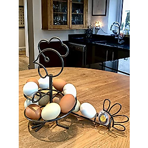EggShuShu Gray Egg SKelter - Fresh Holder For Countertop ChicKen Stand BasKet Spiral Kitchen Wire RacK Eggs Farm with Timer