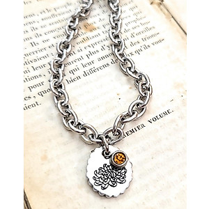 November Birthstone Chrysanthemum Flower Charm Bracelet with Birth Month Simple Dainty Gift for Her Mom Daughter