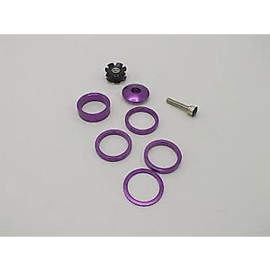 Motobecane Anodized 1 1/8 Headset Spacer Kit Top Cap and Star Nut Bolt (Purple)
