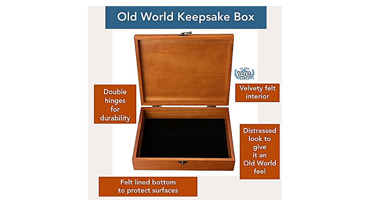Old World Wooden Treasure Box – Vintage Style Storage by WE Games