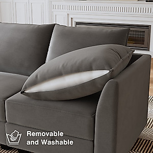 HONBAY Reversible Modular Sofa Couch with Chaise L Shaped Sectional Sofa Oversized Velvet Modular Sofa Sleeper with Storage Seats, Grey