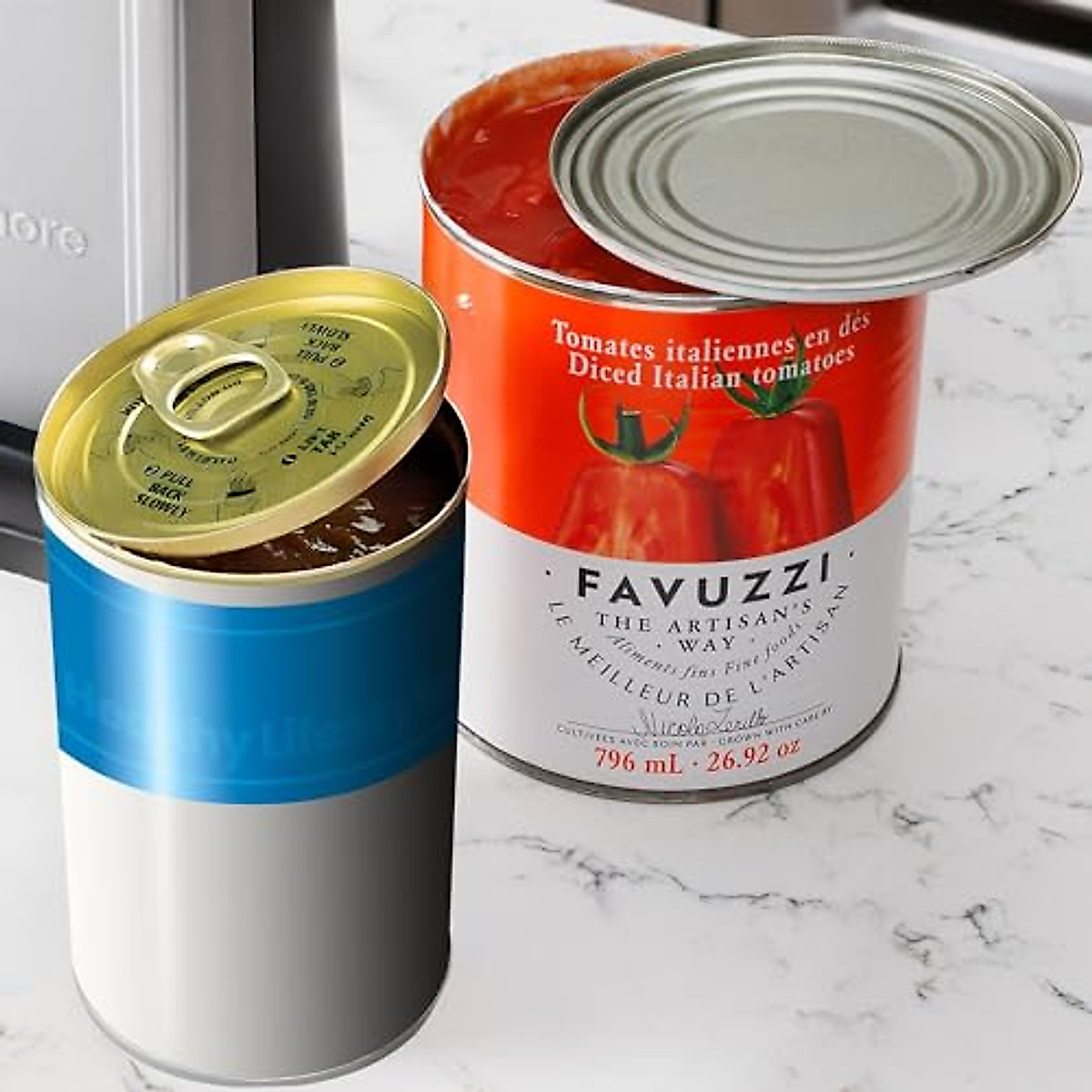 Kenmore Smooth Edge Electric Automatic Can Opener Extra-Tall Smooth-Touch Side-Cut Blade Easy Operation Opens Regular Pop-Top Cans Prevents Sharp Edges Silver Black