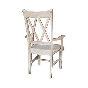 IC International Concepts Double X-Back Arms Dining Chairs, Height, Unfinished