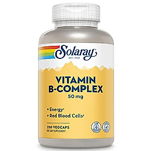 SOLARAY Vitamin B-Complex, Healthy Energy & Red Blood Cell Formation Support & More, 250 Servings, 250 VegCaps