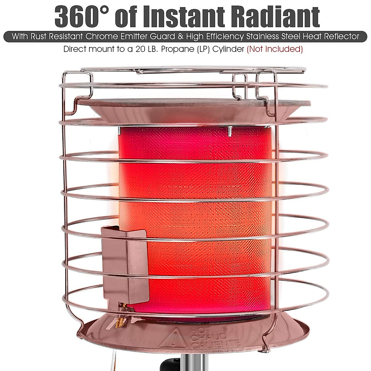 Toolsempire 35,000-42,000 BTU Outdoor Heater Propane, 360° Propane Tank Heater with Shut-off Valve, Tip-over Switch & Stainless Steel Reflector, Portable Propane Heater for Outside, Camping