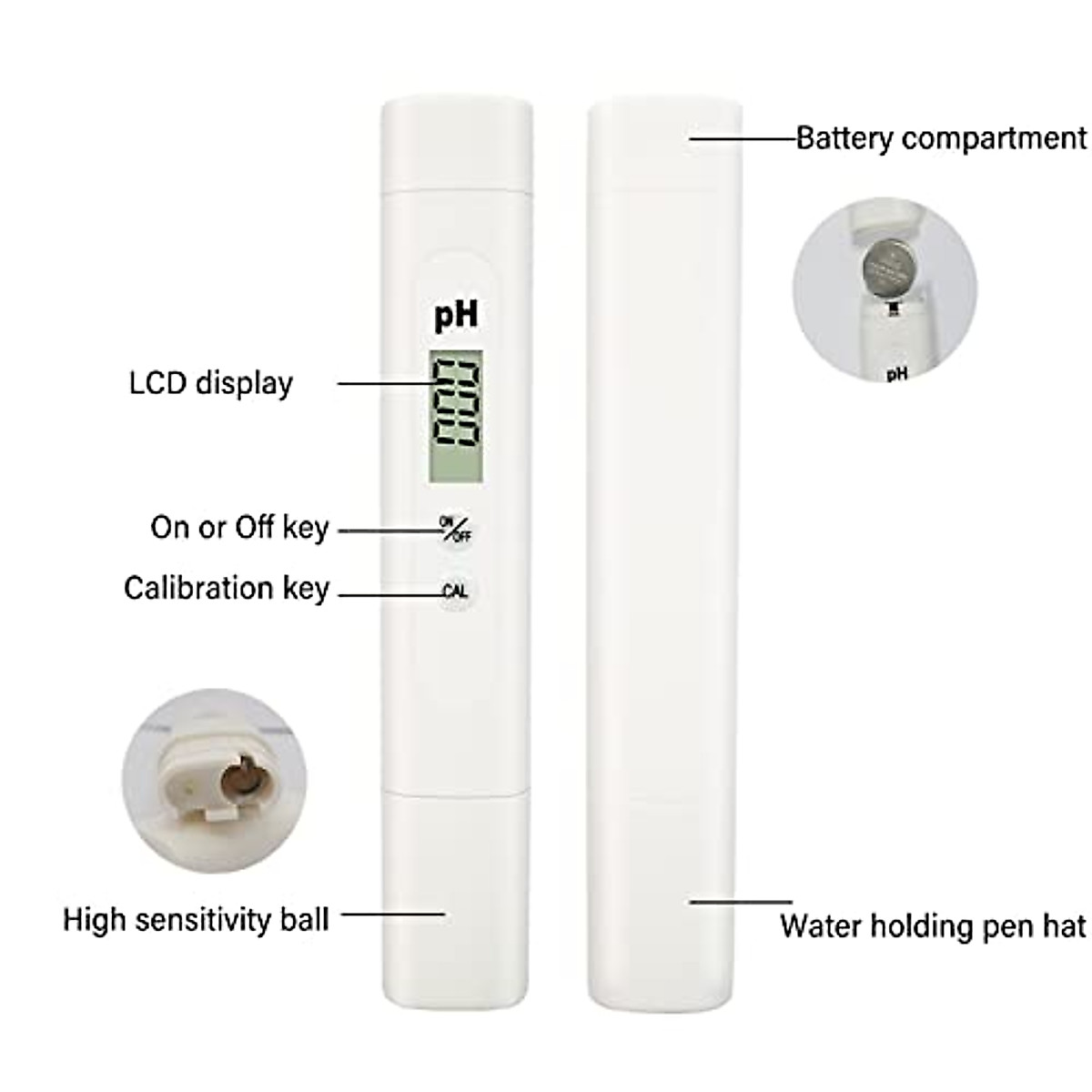 PH Meter, Water PH Tester, Resistance, High Accuracy for Fish Tank