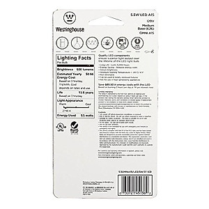 Westinghouse 4513600 60-Watt Equivalent A15 Soft White LED Light Bulb with Medium Base, 1 Count (Pack of 1), Single Pack