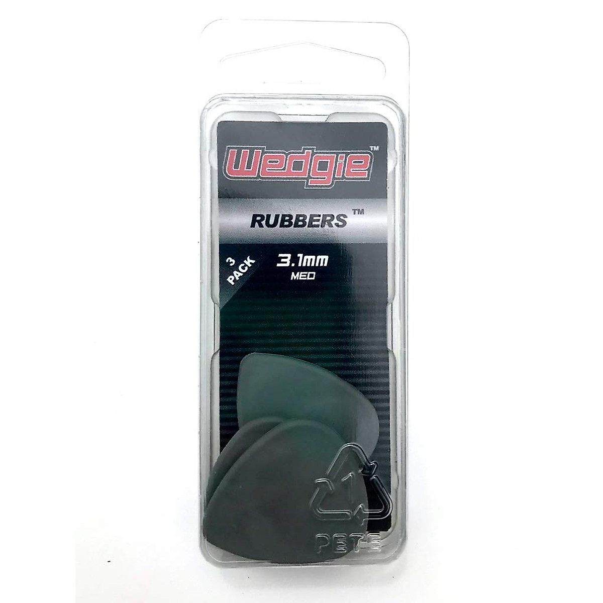 Wedgie WRPP31M Rubber Guitar Picks 3.1mm Medium, 3 Pack