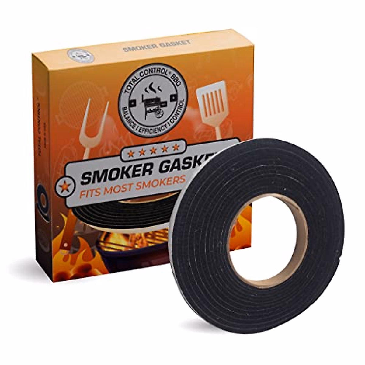 Total Control 1/2 x 1/8 Black Hi Temp BBQ smoker Gasket Self Stick15 ft LavaLock