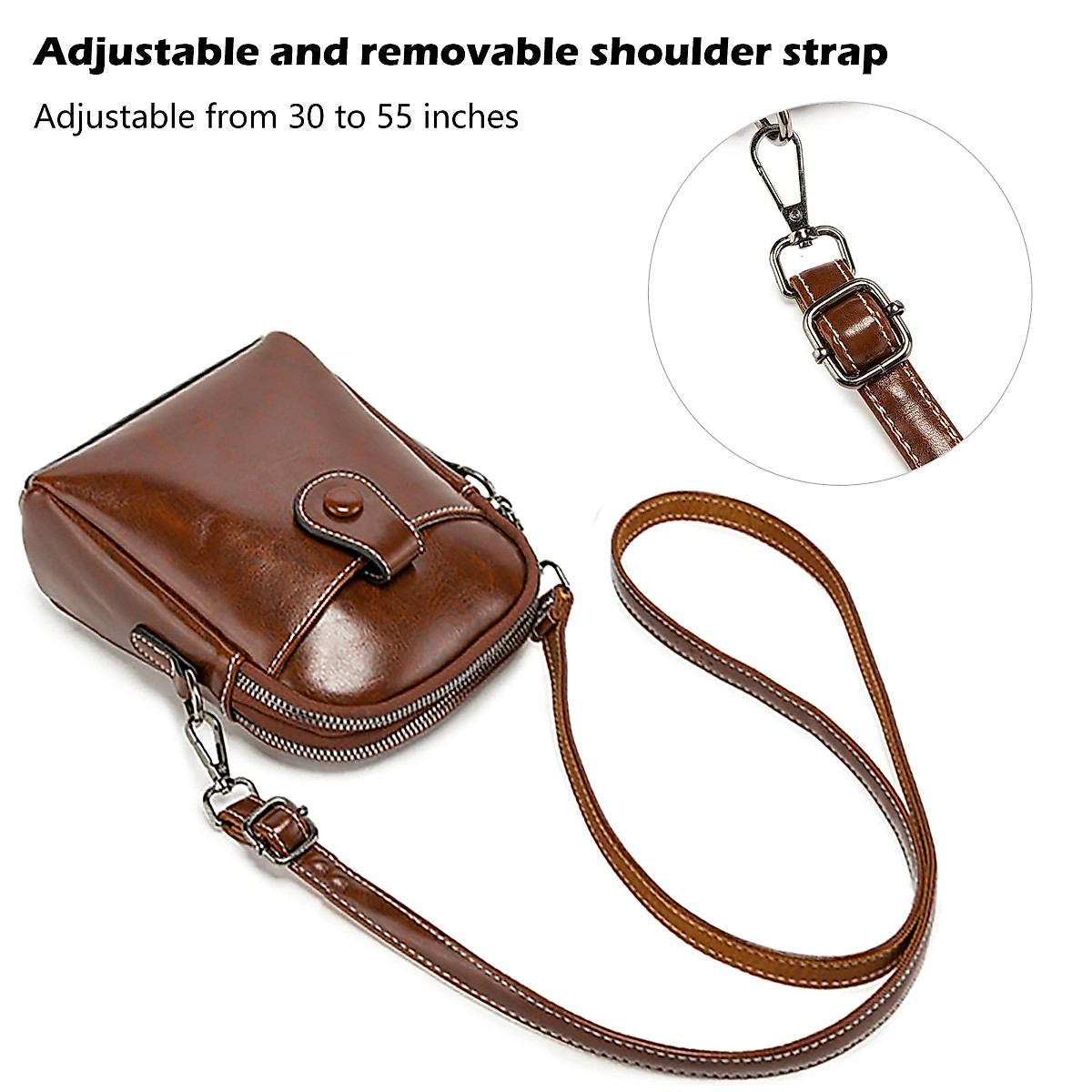 IMCUZUR Small Crossbody Bag for Women Cell Phone Leather Purse Wallet with Adjustable Strap