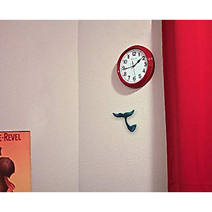 Zeckos Set of 4 Colorful Cast Iron Whale Tail Wall Hooks Decorative Coastal Metal Hangers