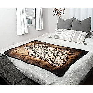 The Elder Scrolls Province of Skyrim Map Plush Throw Blanket |Soft Fleece Blanket, Cozy Sherpa Cover For Sofa And Bed| 45 x 60 Inches