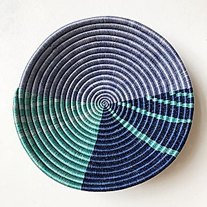 African Basket- Ntyazo/Rwanda Basket/Woven Bowl/Sisal & Sweetgrass Basket/Blues, Teal, Lilac
