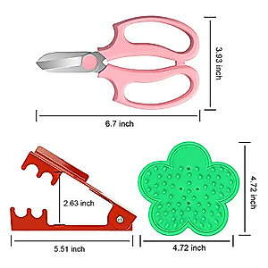 4PCS Garden Pruning Shears Scissors Kit, Rose Thorn Remover, Tree Pruner Hand Tools, Cordless Trimmer & Floral gloves for Gardening Flower Arrangement