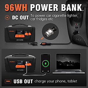 Car Jump Starter with Air Compressor, 4000A Peak 150PSI Portable Battery Starter 12V 26800mAh Car Battery Booster Pack (8.0L Diesel/All Gas), 4 in 1 Jump Starter/Air Compressor/Power Bank/LED Light