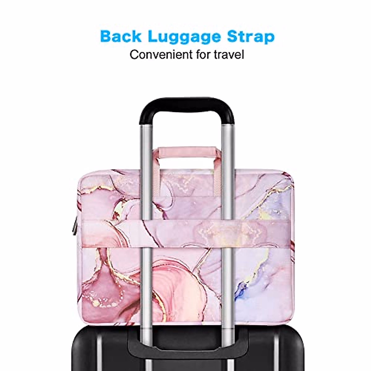 MOSISO 360 Protective Laptop Shoulder Bag Compatible with 17-17.3 inch Dell XPS/HP Pavilion/Ideapad/Acer/Alienware/HP Omen,Polyester Sleeve with Belt Marble MO-MBH216