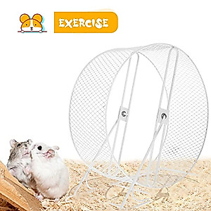 Silent Hamster Wheel, Wire Mesh Running Gerbil Wheel Toy with Iron Bracket Mute Jogging Cage Wheel for Rat Chinchilla