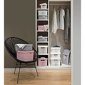 HANAMYA Lidded Storage Bin Organizer | Storage Organizing Container, 16 Liter, Set of 4, Gray